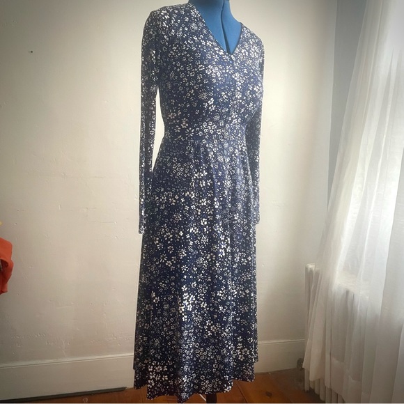 Talbots | Dresses | Talbots Long Sleeve Floral Knit Midi Dress | Poshmark